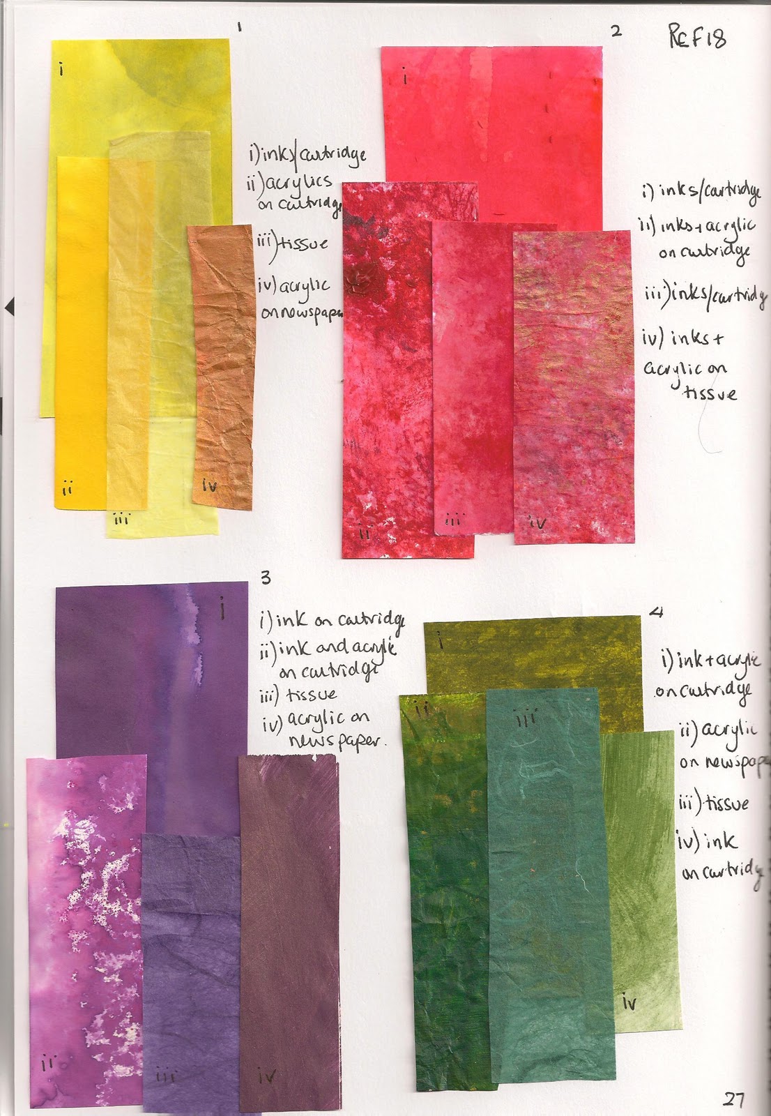 Stitch mark: Coloured papers