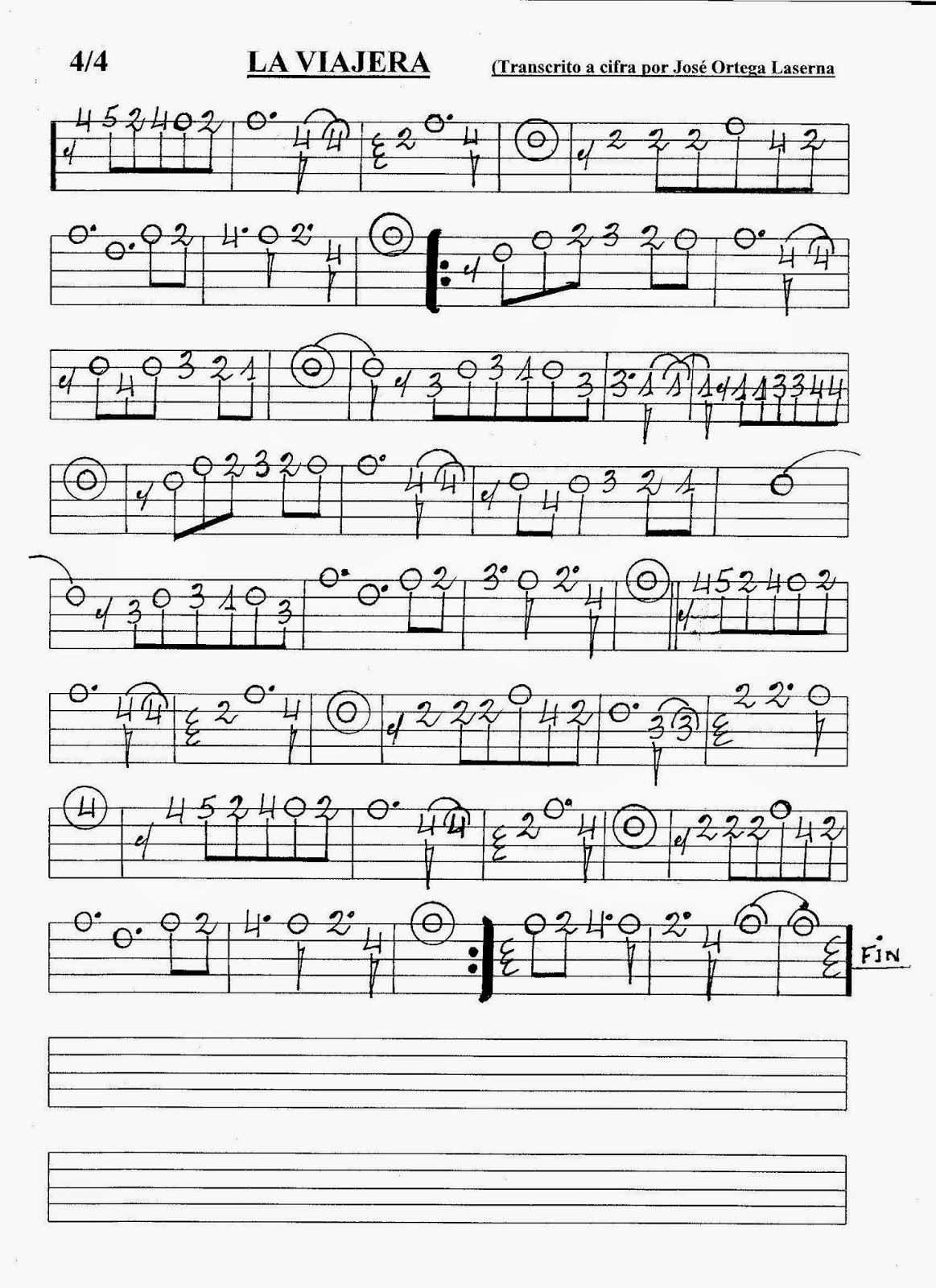 PARTITURAS EN CIFRA PARA BANDURRIA Y LAÚD DE JOSÉ ORTEGA LASERNA: LA ...