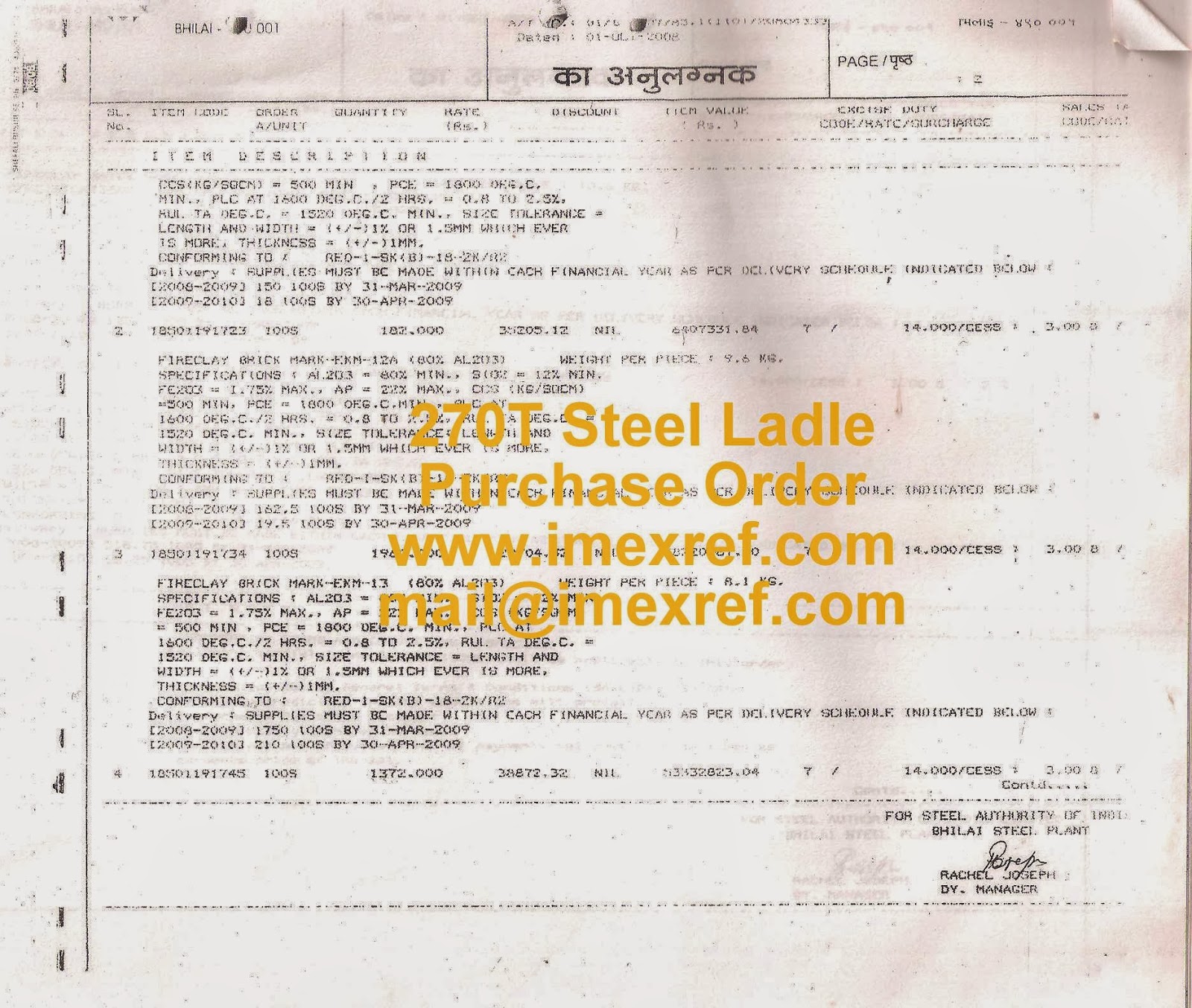 I M E X I N T E R N A T I O N A L, ISO 9001:2008 [QMS]: Iron and Steel ...