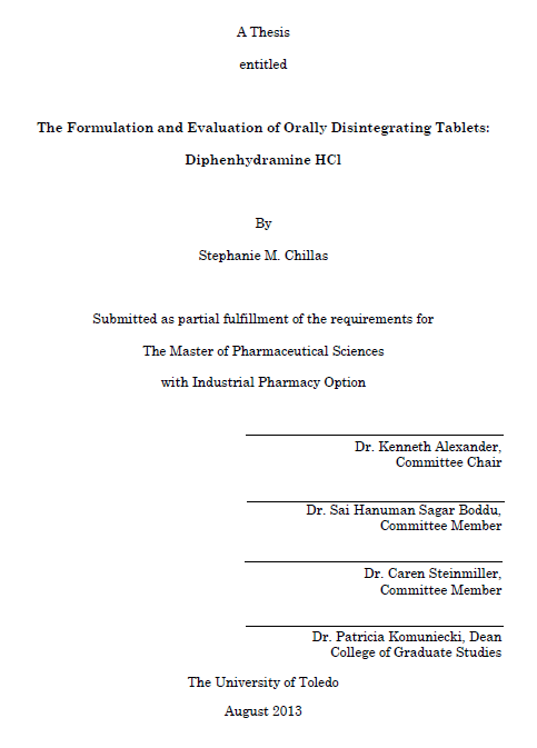 The Formulation And Evaluation Of Orally Disintegrating Tablets Diphenhydramine Hc1 Tài Liệu