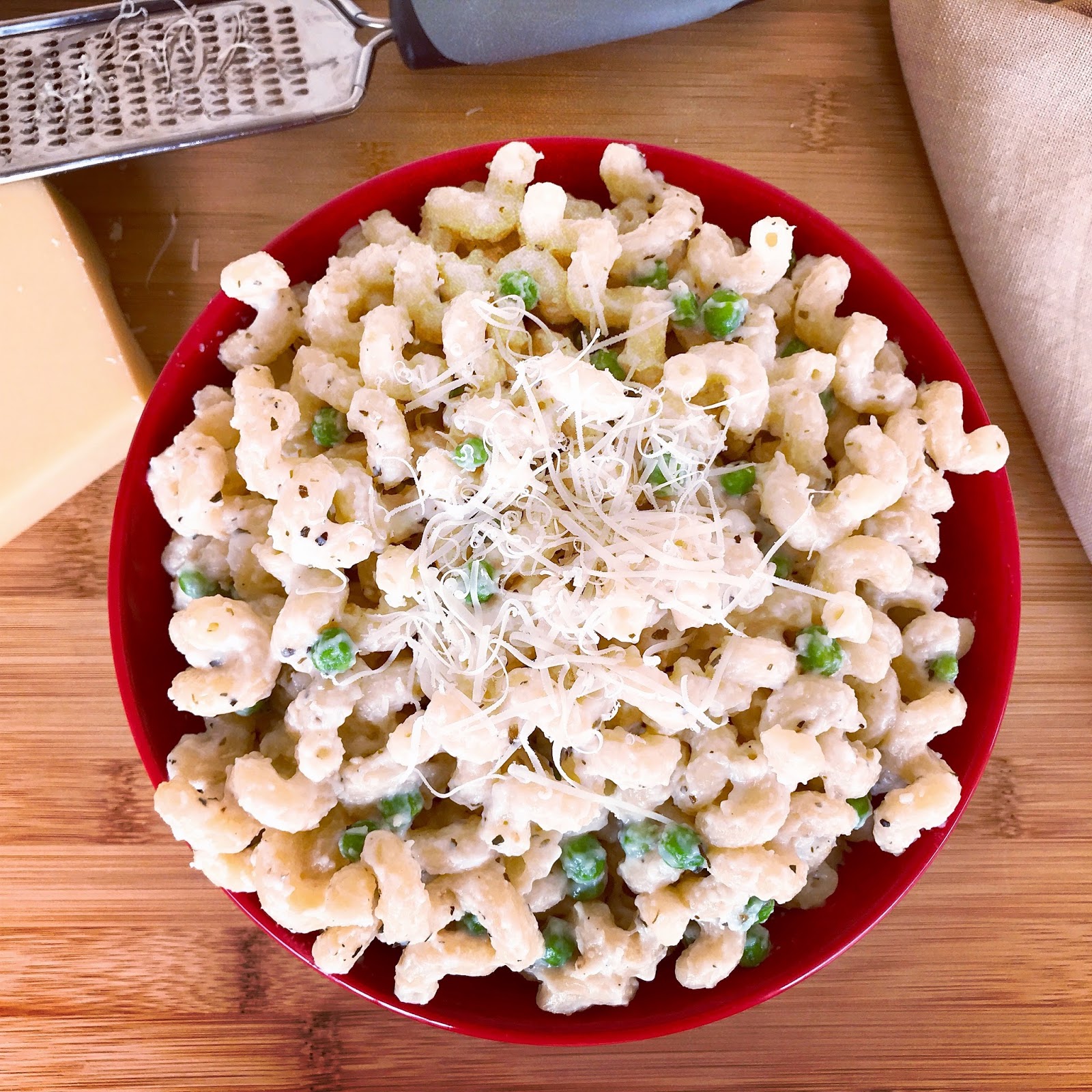 Creamy Cavatappi with Parmesan and Peas