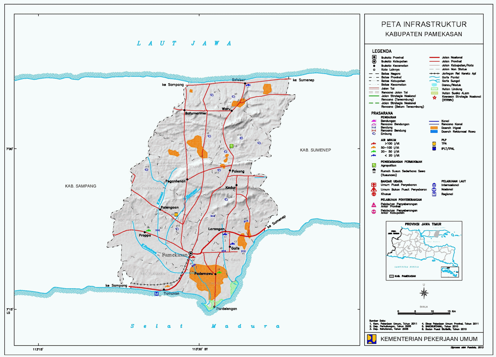 > Peta Lengkap Indonesia: Peta Infrastruktur Kabupaten Pamekasan Jatim