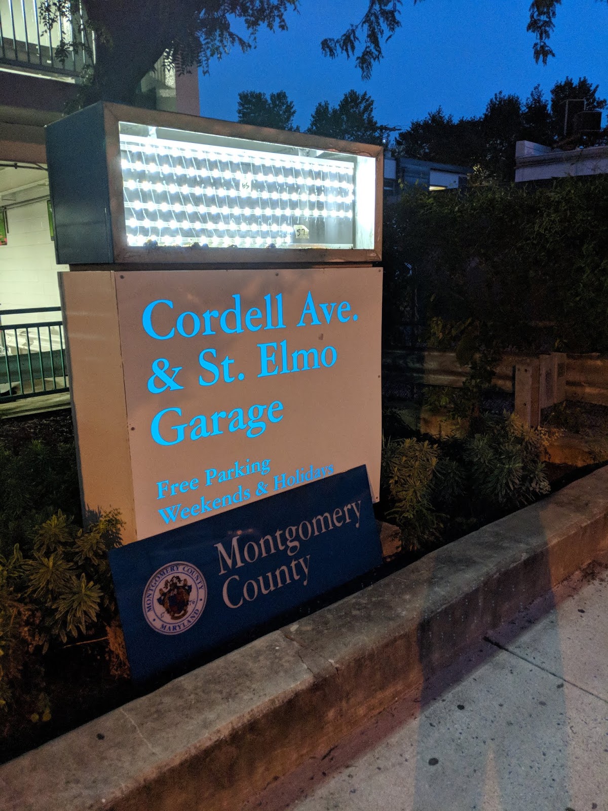 Robert Dyer @ Bethesda Row: Montgomery County garage sign damaged