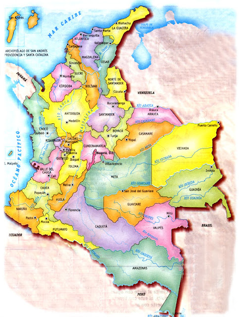Mapa de los ríos de Colombia