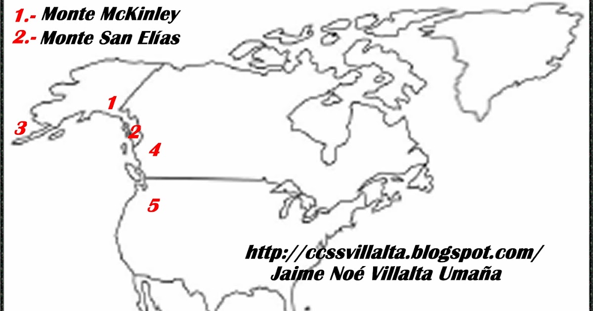 SV: Volcanes de América (mapa). Relieve de América