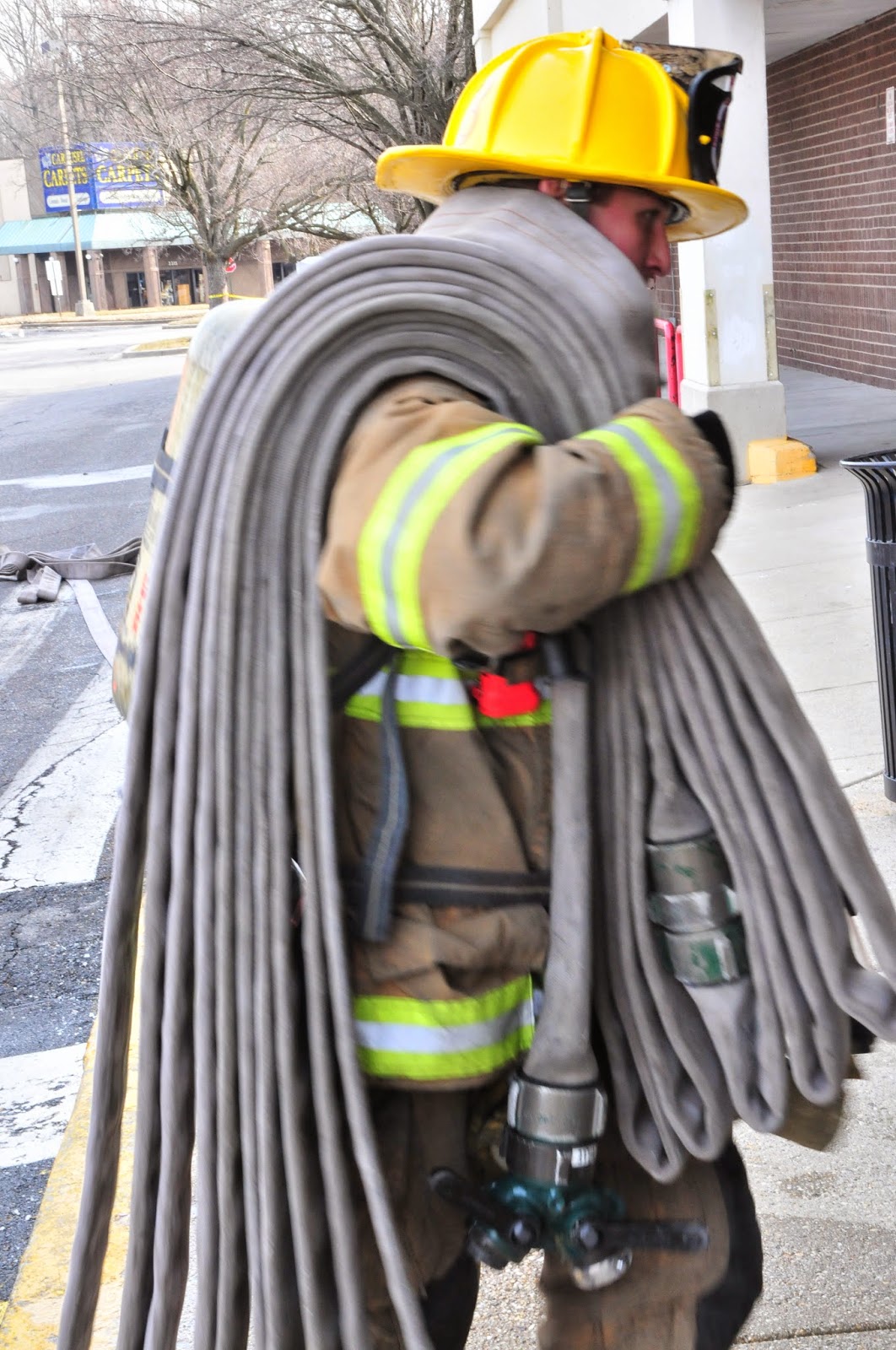 Firefighter Training at Market Place Project Continues - Running Hose Lines