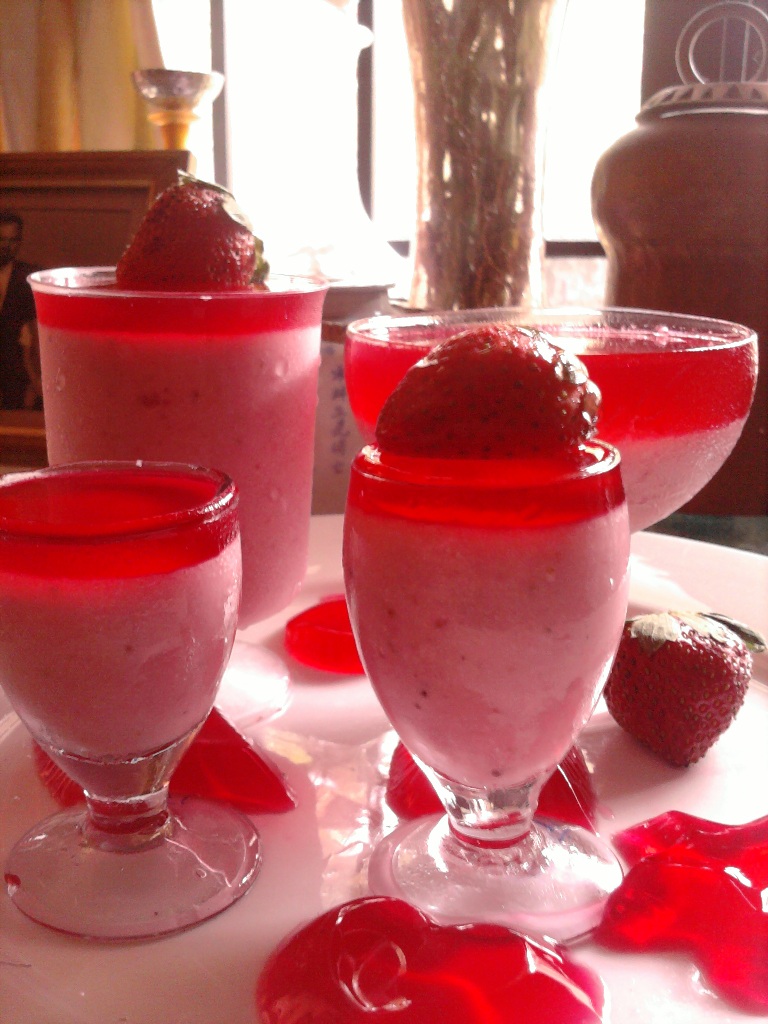 The Sugar Hut: Strawberry Mousse with a Raspberry Jelly topping.