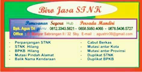 BIRO JASA STNK SURABAYA: BIAYA (Balik Nama)