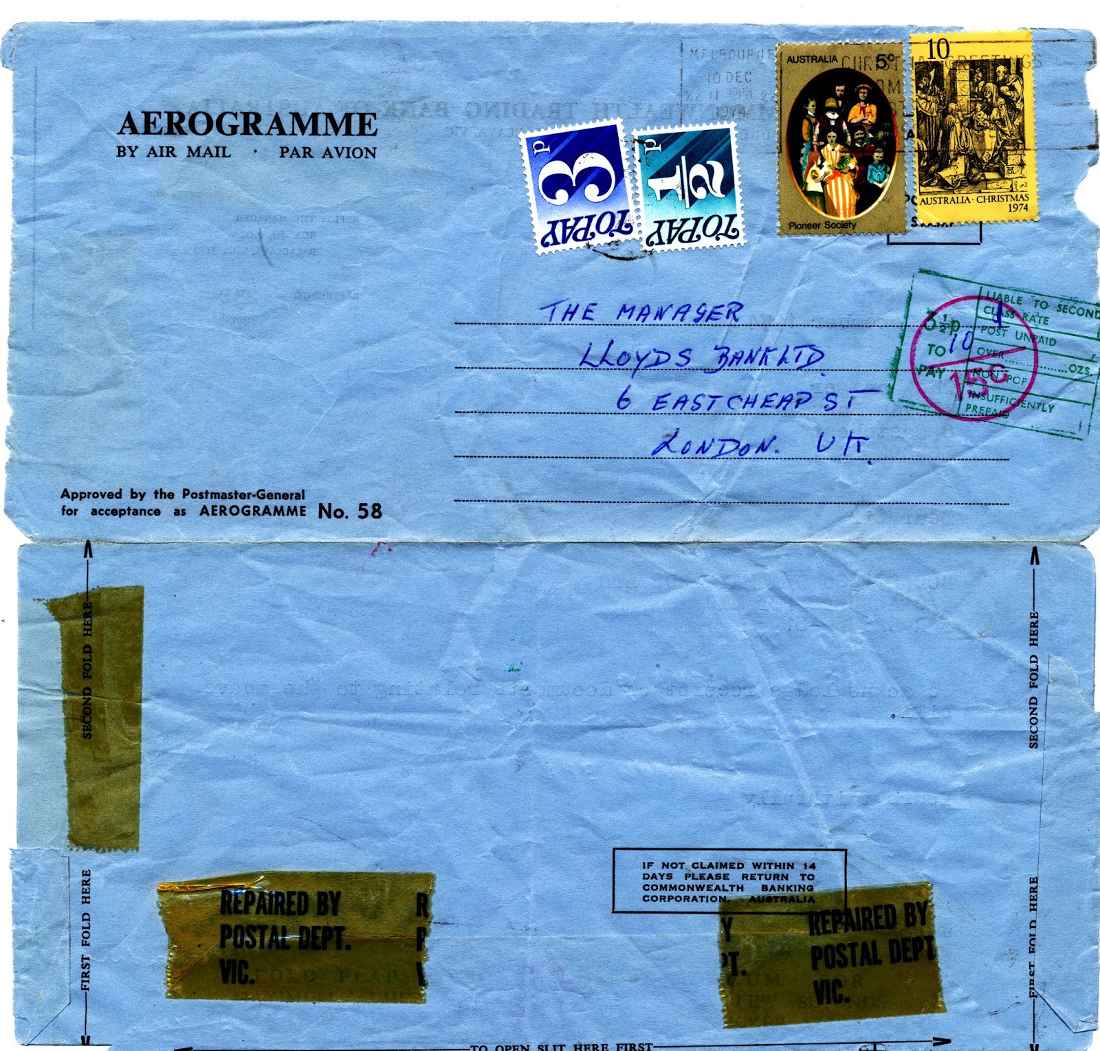 Aerogrammes & Airletters - Philatelic Archeology: Australia: Underpaid ...