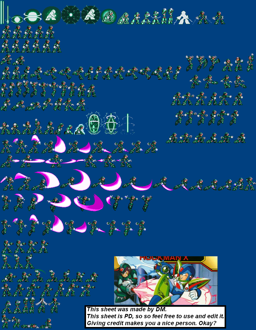Megaman Sprite Base: Customs (32 bits)
