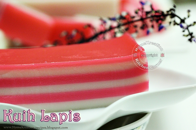 HomeKreation - Kitchen Corner: Kuih Lapis Ros (Steamed Layered Kuih)
