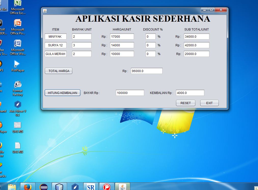Contoh Gambaran Program Kasir Minimarket SEDERHANA