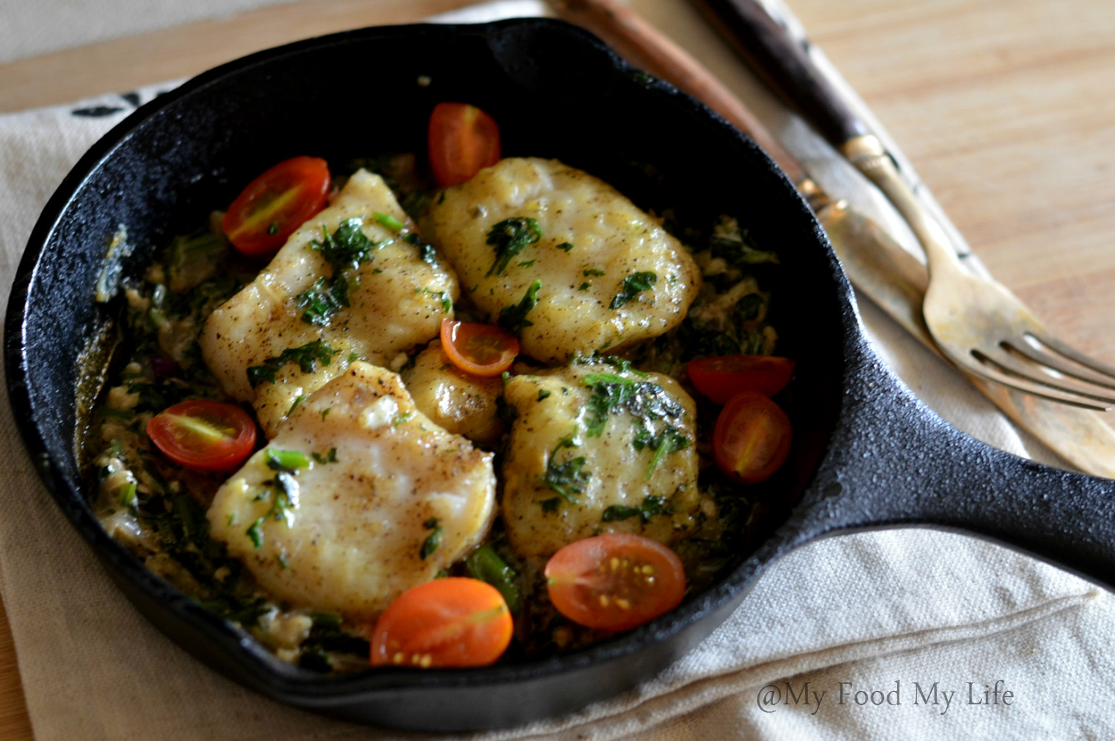 My Food My Life : Grilled Fish with Spinach - Weeknight meal ideas