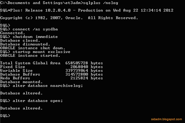 Sidadm Журнальные файлы Oracle и Archivelog Mode Часть Ii
