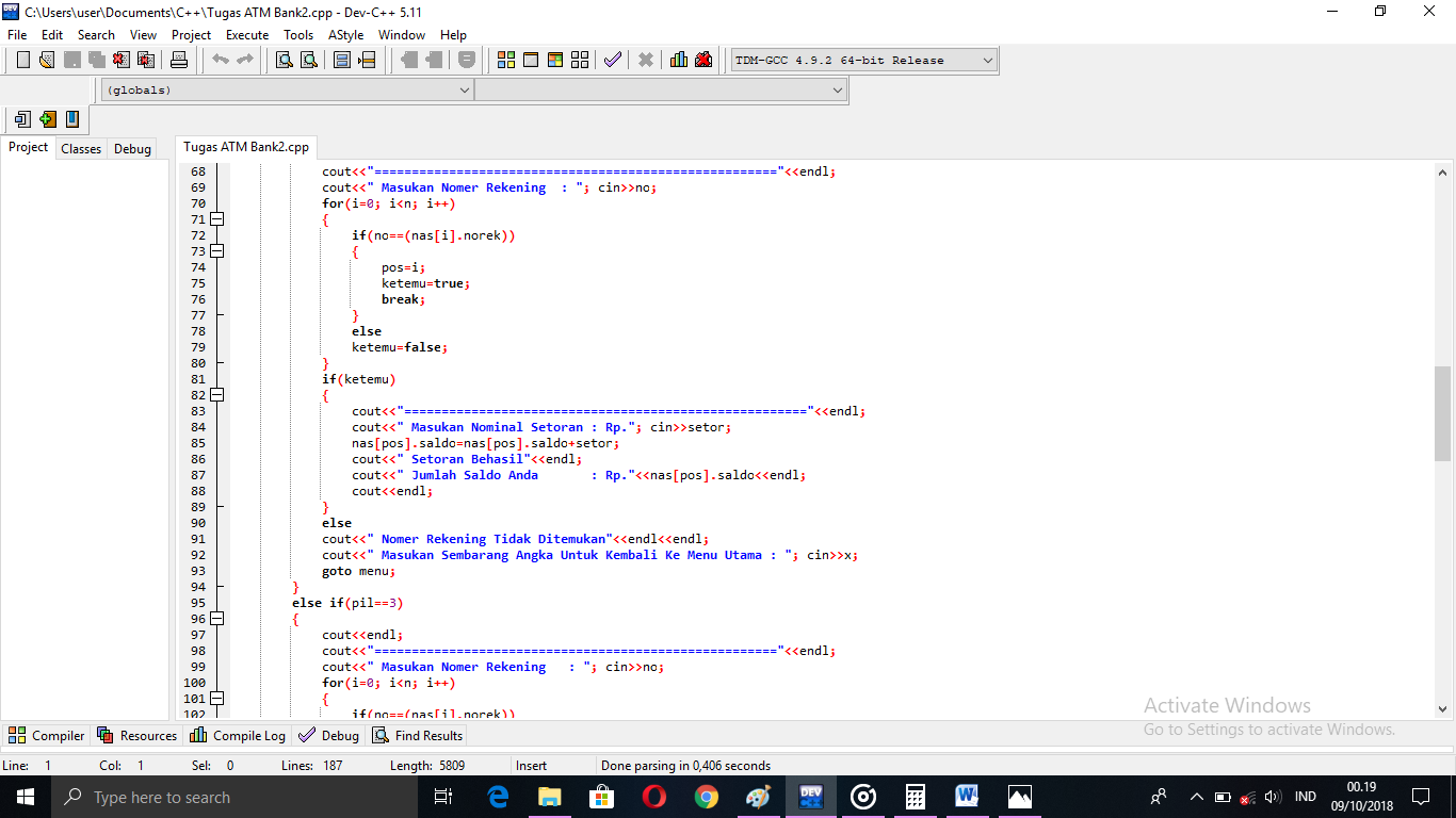 Contoh Program C++ ATM Bank Versi Lengkap ~ Tutorial Belajar Coding