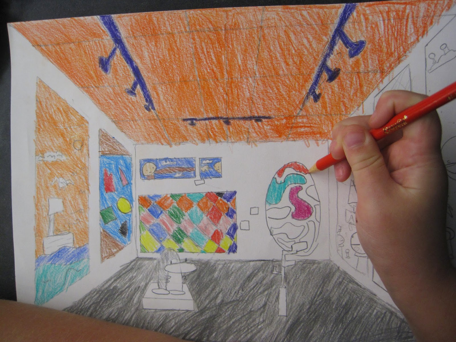 Zilker Elementary Art Class: 5th Grade One-point Perspective