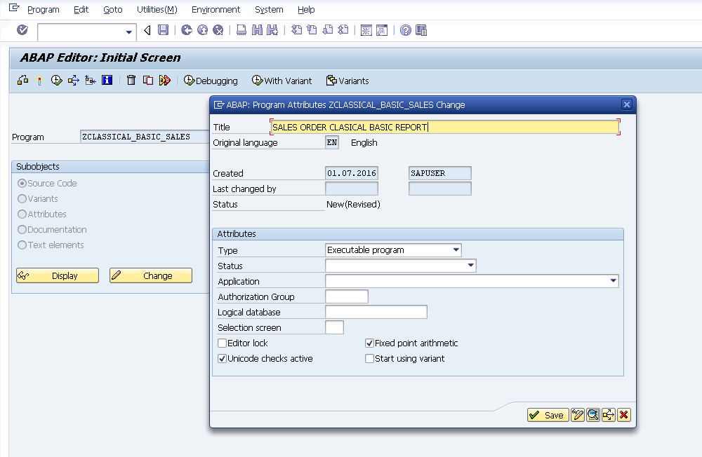 SAP TECH: Classical Basic report