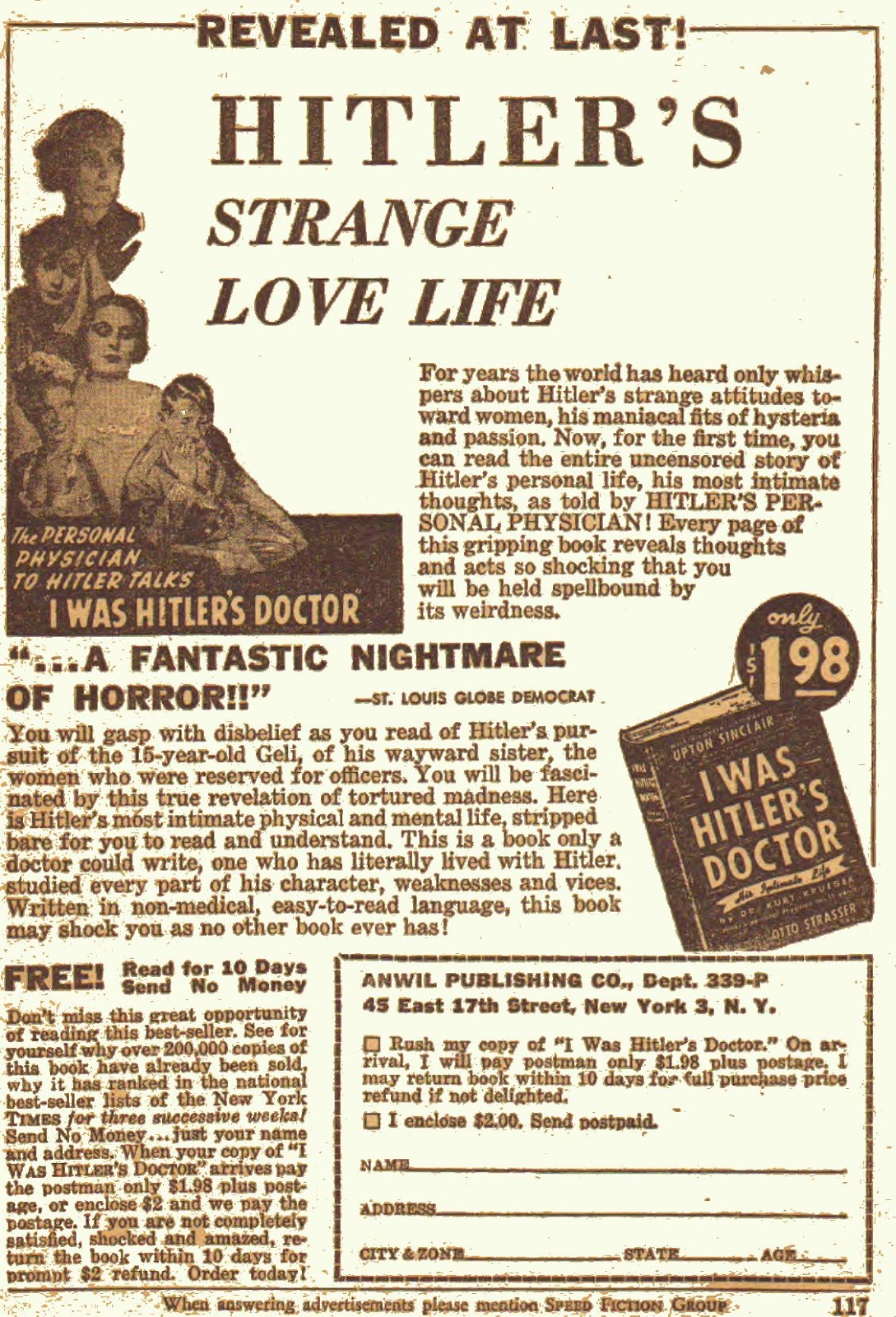 HIL-GLE Wonderblog: I Was Hitler's Doctor (Pulp History)