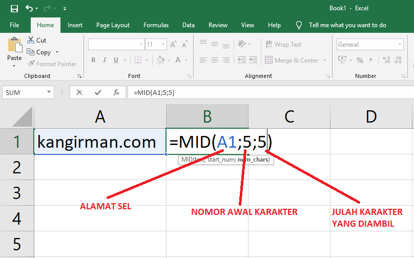 Penggunaan rumus LEFT, RIGHT, dan MID ~ Pembelajaran Digital