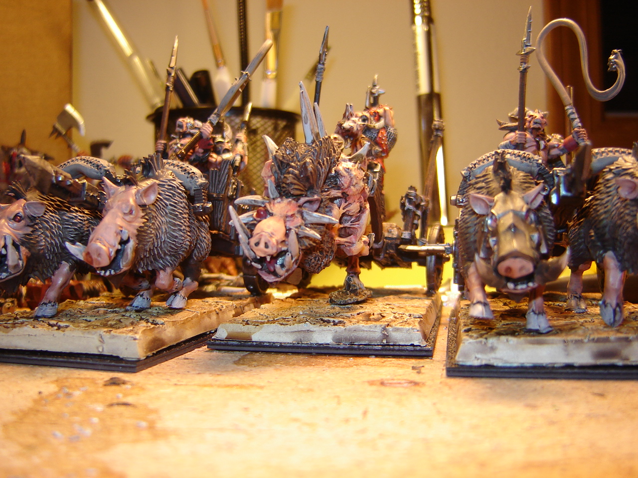 The Company of the Damned: Tuskgor Chariot and Wargor on Razorgor Chariot