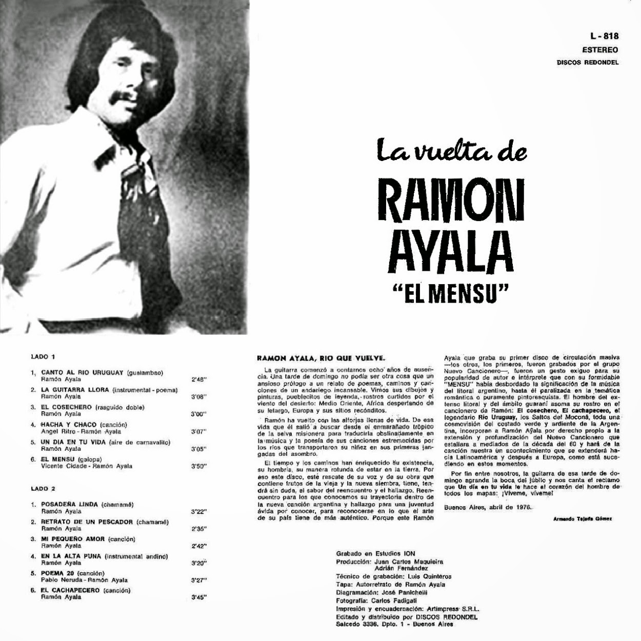 Folklore del NOA: RAMÓN AYALA - LA VUELTA DE RAMÓN AYALA "EL MENSÚ ...