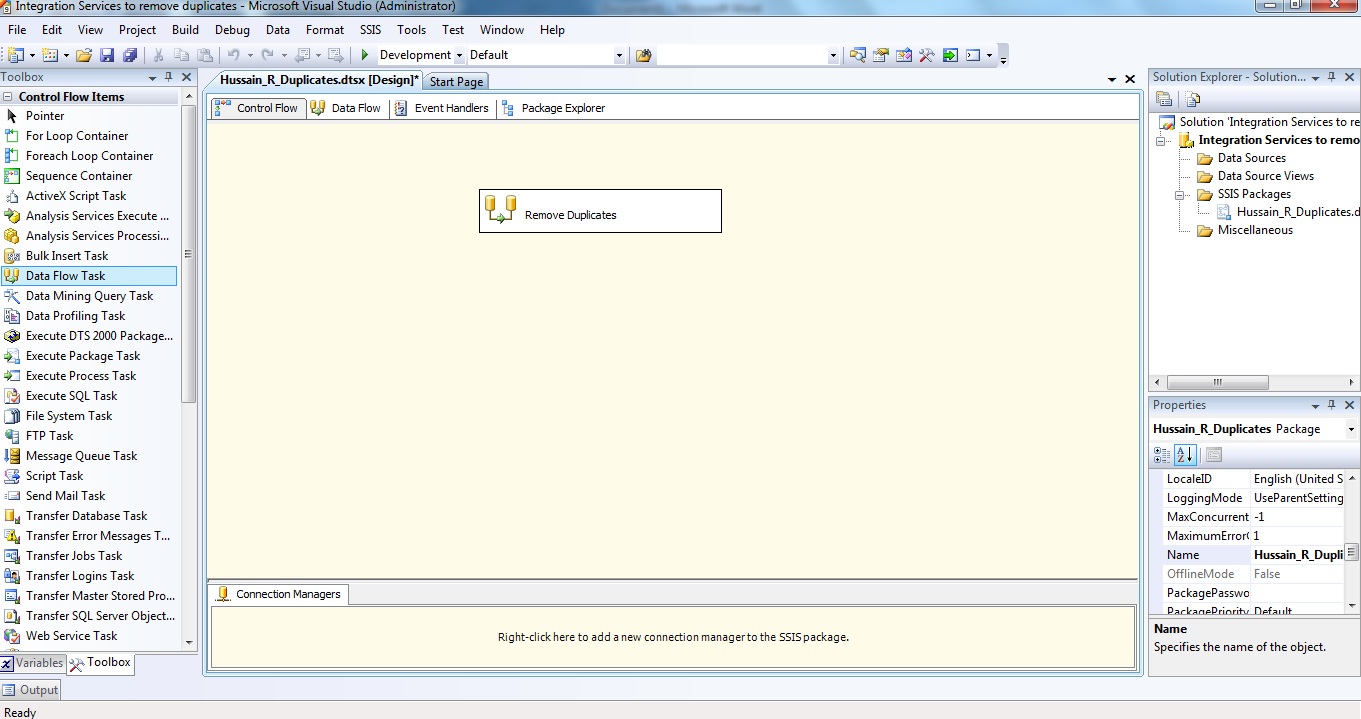 MSBI Question And Answer By Hussain: Remove Duplicate Records Using SSIS MSBI Question And Answer By Hussain: Remove Duplicate Records Using SSIS