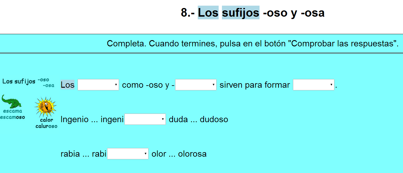 Mi cole Luis Cernuda, Campanillas.: T.6 - 4º "Sufijos -OSO, -IVO, -ANTE ...
