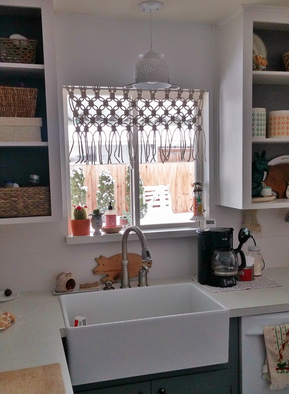 DIY Macrame Kitchen Curtain - Little Vintage Cottage