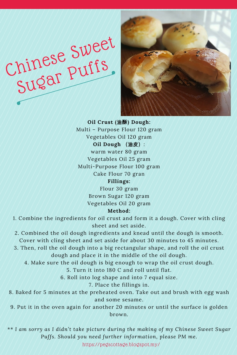 RECIPE FOR CHINESE SWEET SUGAR PUFFS 糖酥饼食谱