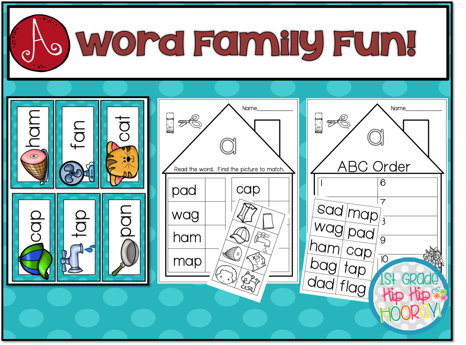 1st Grade Hip Hip Hooray!: Short Vowel Word Family Fun...AEIOU