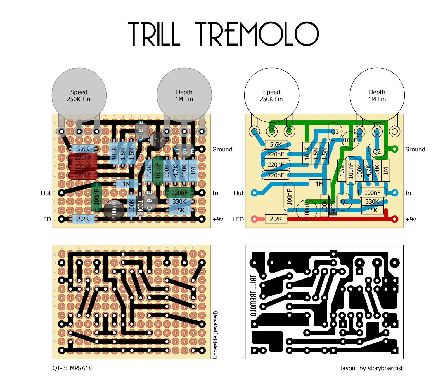 Perf and PCB Effects Layouts: Trill Tremolo by MOD Kits