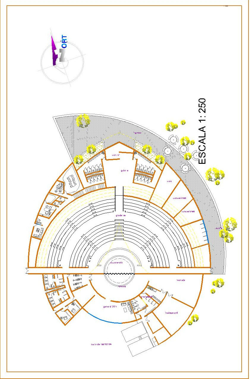 Plan Autocad d'un Théâtre en plein air dwg ~ Engineering et Architecture