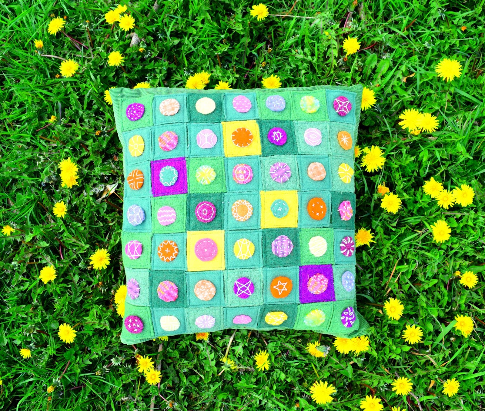Wonky Patchwork: Spring Flower Patchwork Cushion