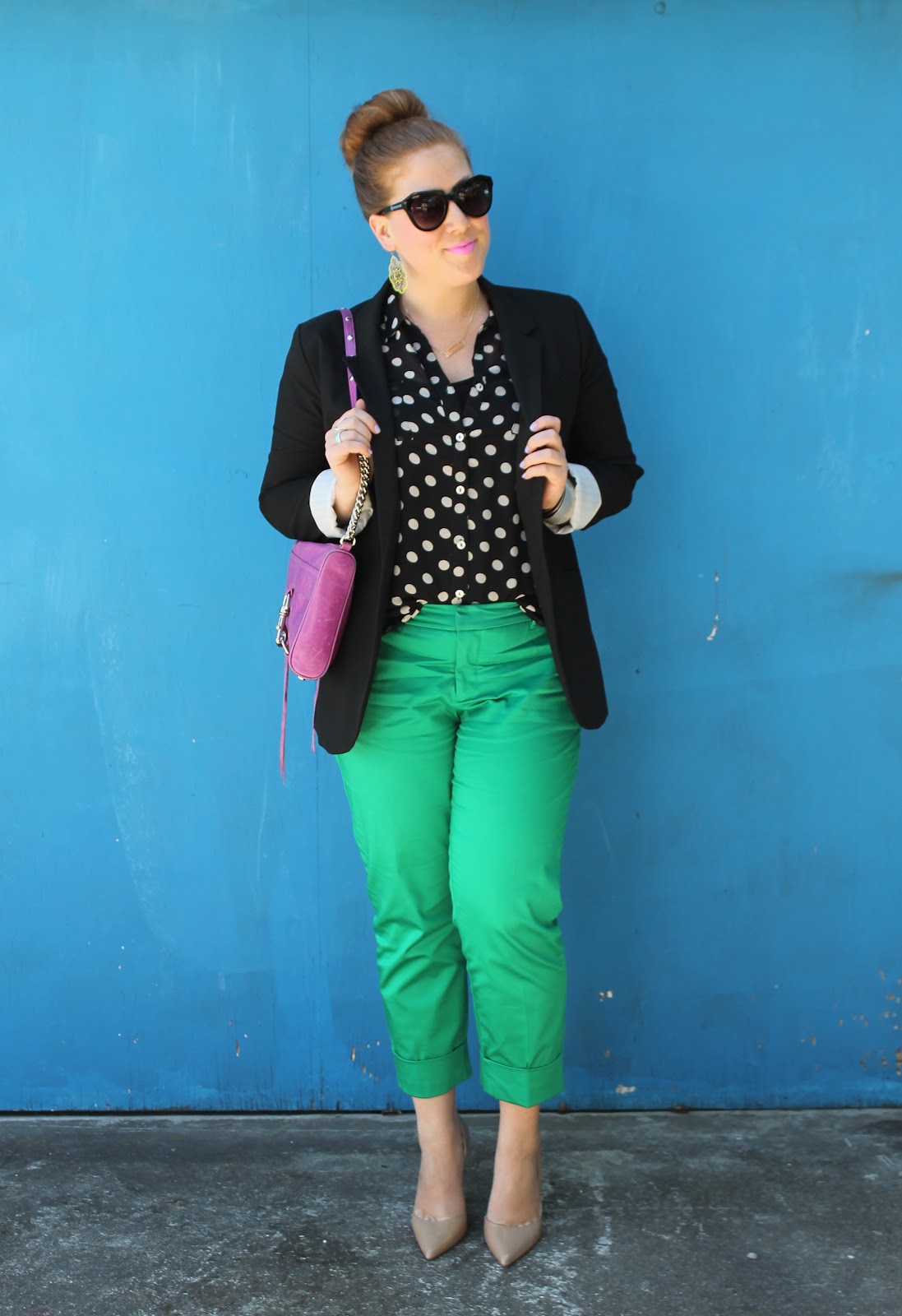 Fashionablee Me: Colored Trousers & Polka Dots