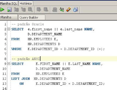 SQL padrão ANSI X padrão Oracle: Qual é mais rápido? | Blog do DBA/Instrutor Fábio Prado