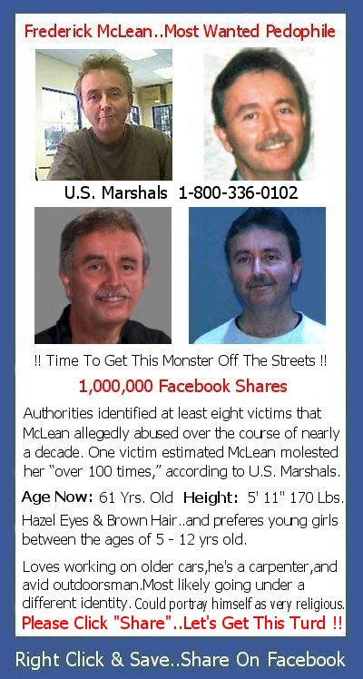 Posters To Help Find Missing Children: Most Wanted Pedophile Frederick ...