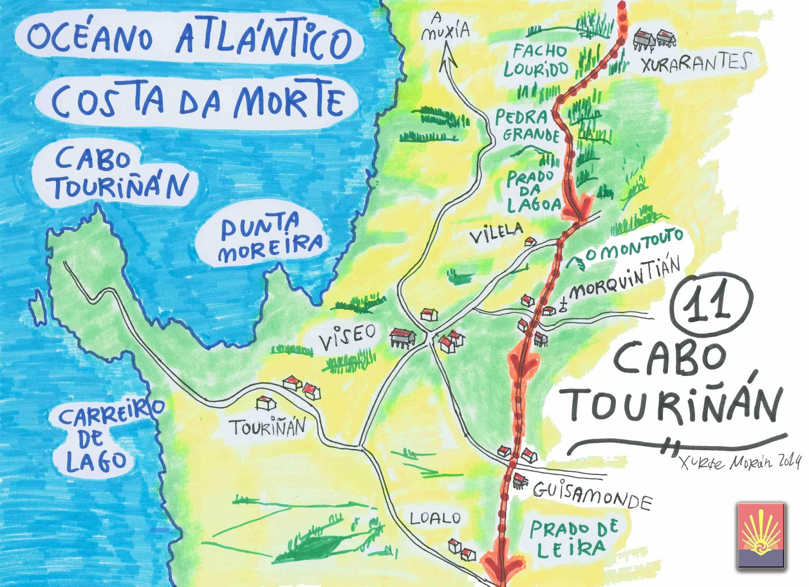 Xurde Morán: Mapas del Camino a Fisterra y Muxia: Etapa 11 "Cabo Toruiñan"