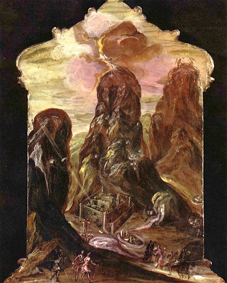 EL GRECO (1540-1614) ,Sinaï, oil and tempera on panel,3 7cm x 23, 8cm ...