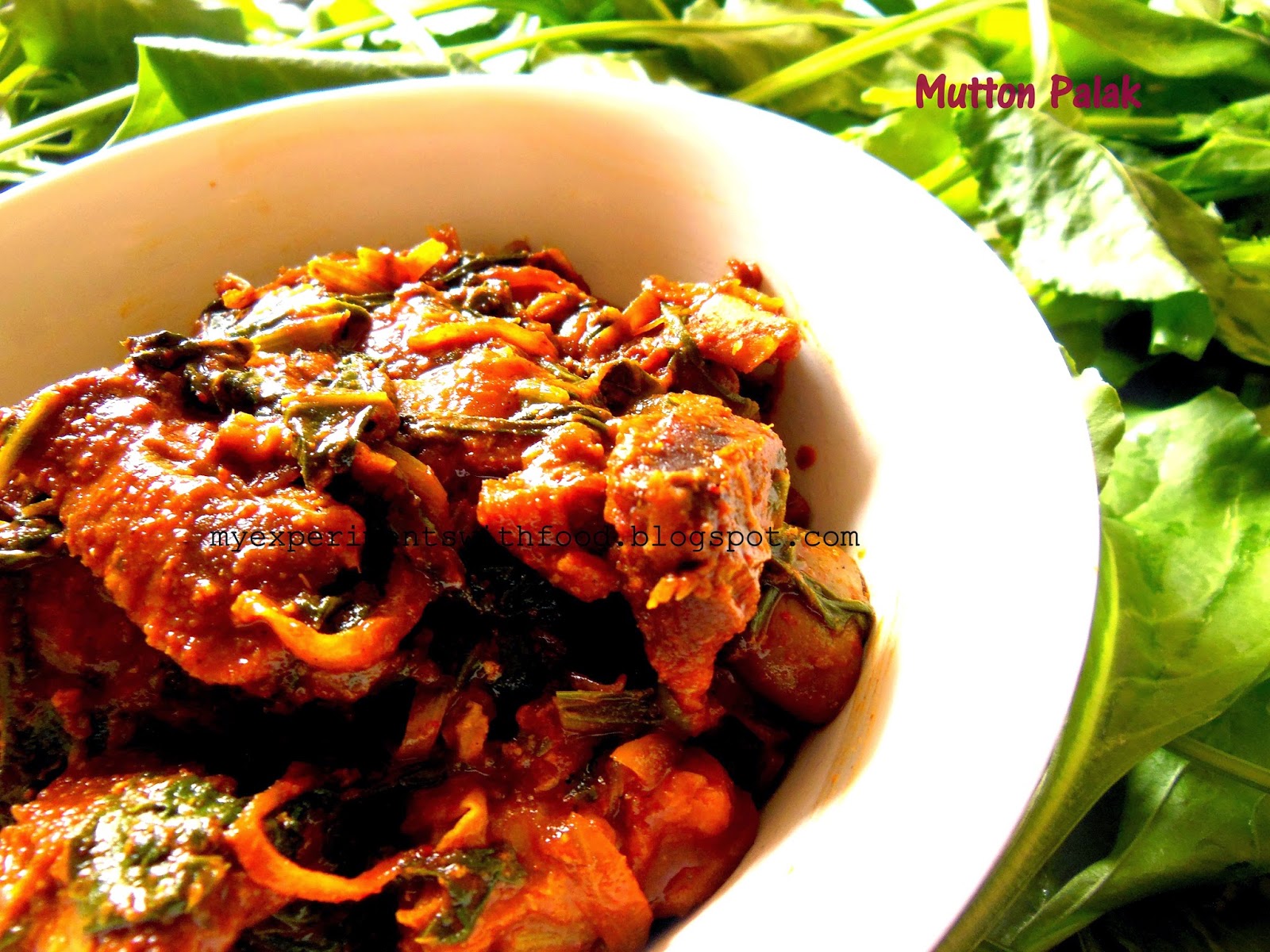 My Experiments With Food: Mutton Palak/ Palak Gosht