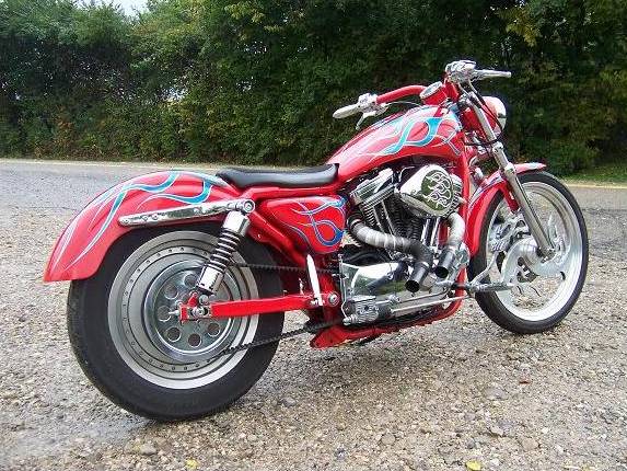 biker excalibur II: Red Sportster by led sled customs
