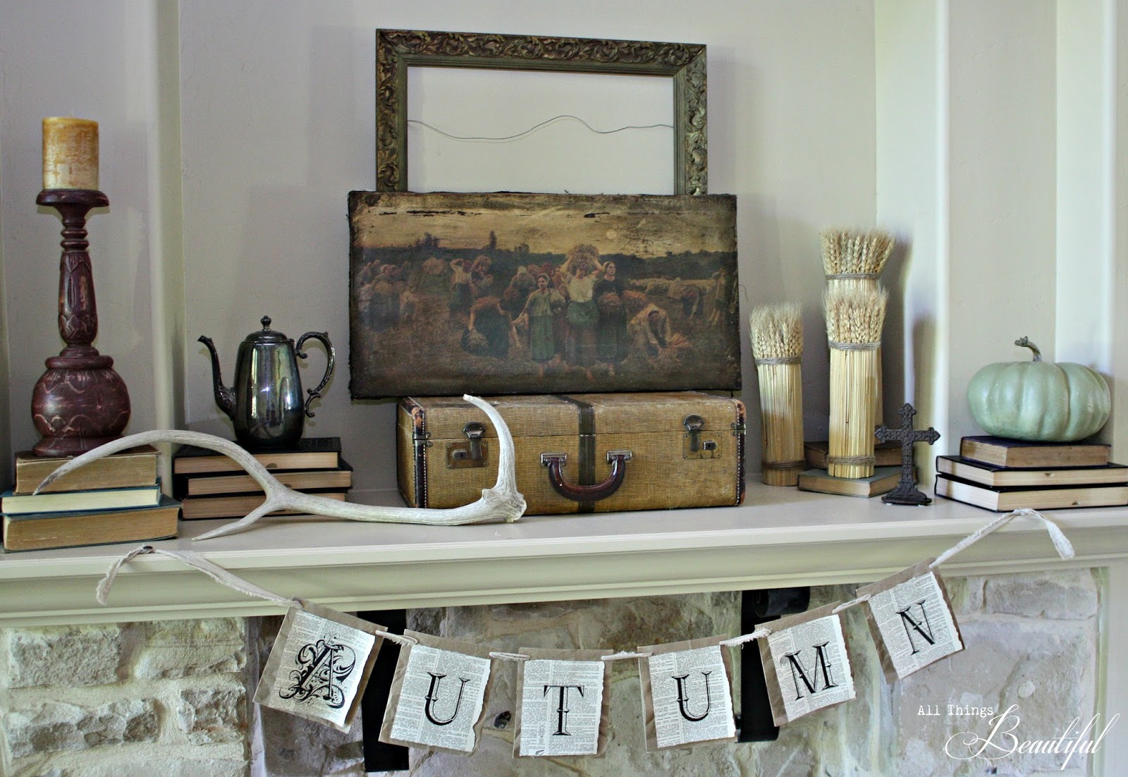 All Things Beautiful: {Fall Mantle} and Vignette