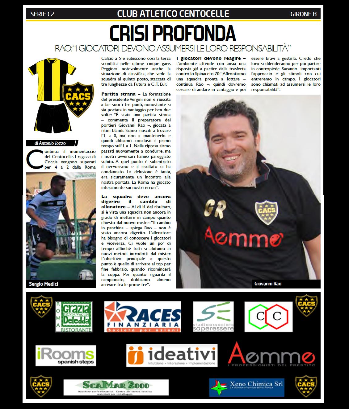 CLUB ATLETICO CENTOCELLE: "INTERVISTA POST GARA A GIOVANNI RAO"