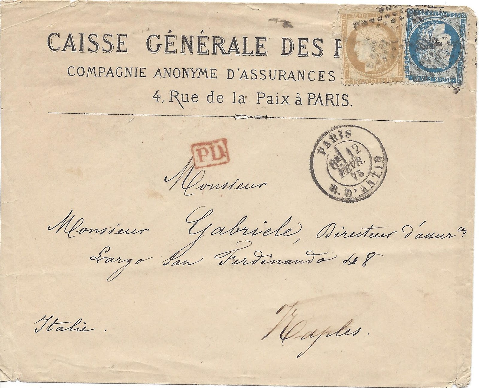 GFF Postal History: Letter Mail: France and Italy