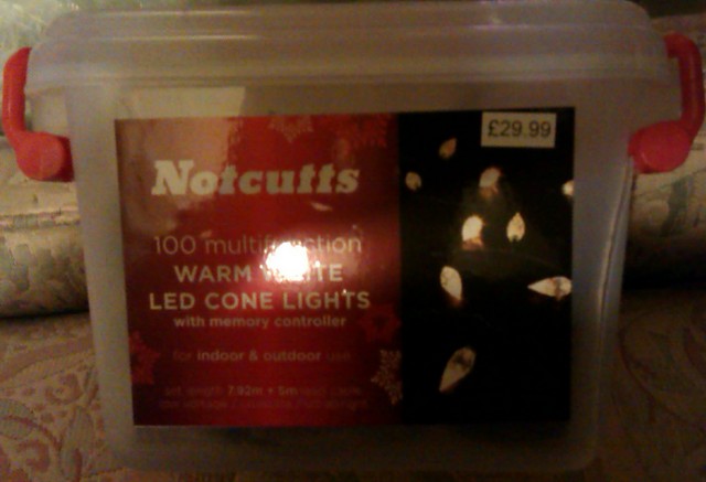 Where Roots And Wings Entwine: Notcutts warm white LED cone lights review.