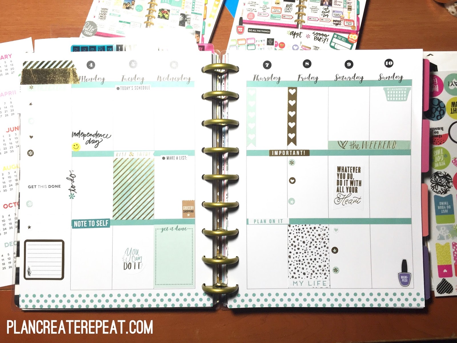 Plan Create Repeat: WEEKLY PLANNER LAYOUT INSPIRATION: TEAL & GOLD
