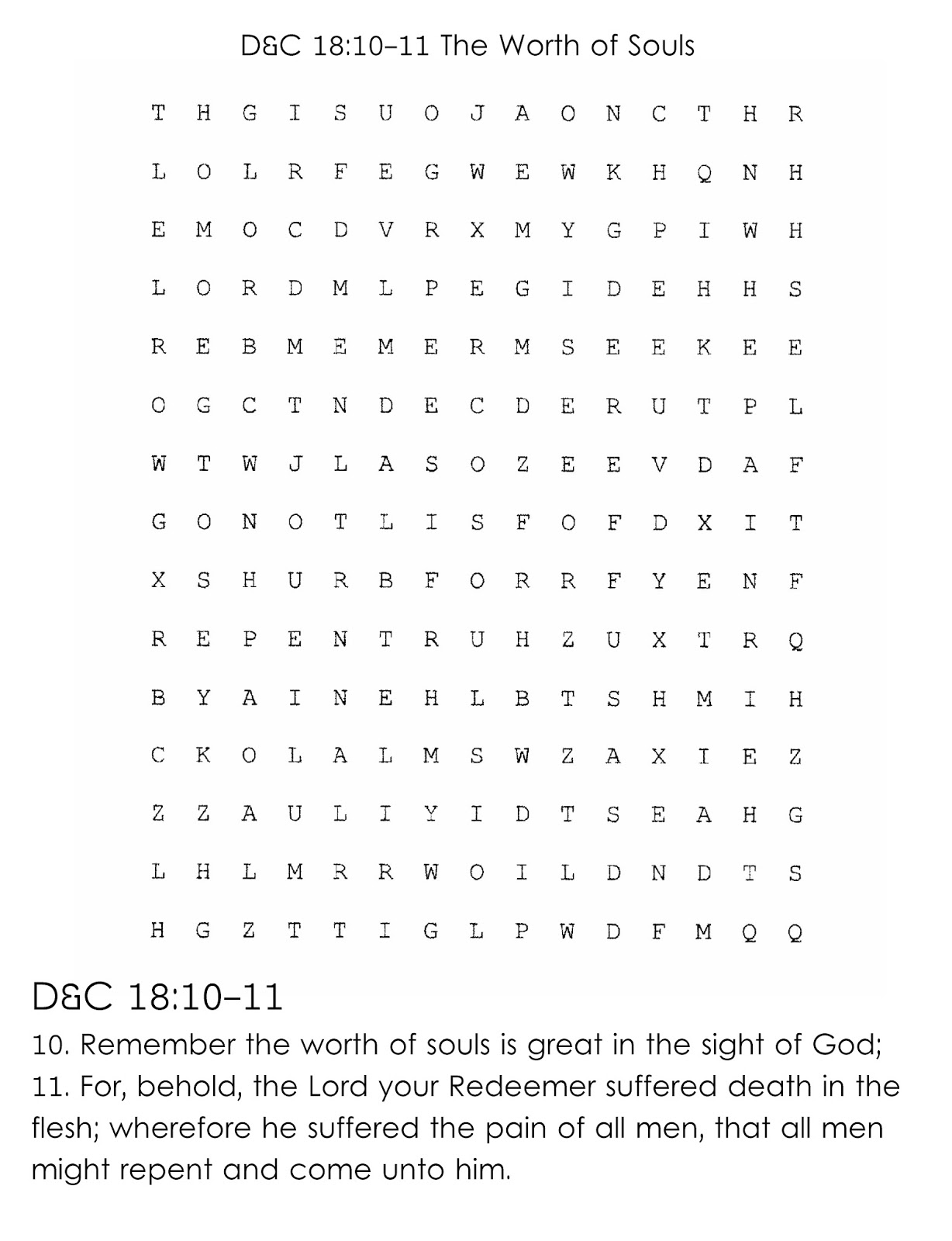 HollysHome - Church Fun: D&C Scripture Mastery #7 D&C 18:10-11 Practice ...