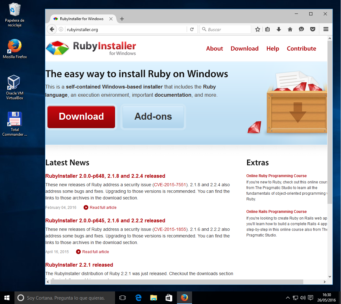 Ruby en windows - Lenguaje de programación: Instalación de Ruby