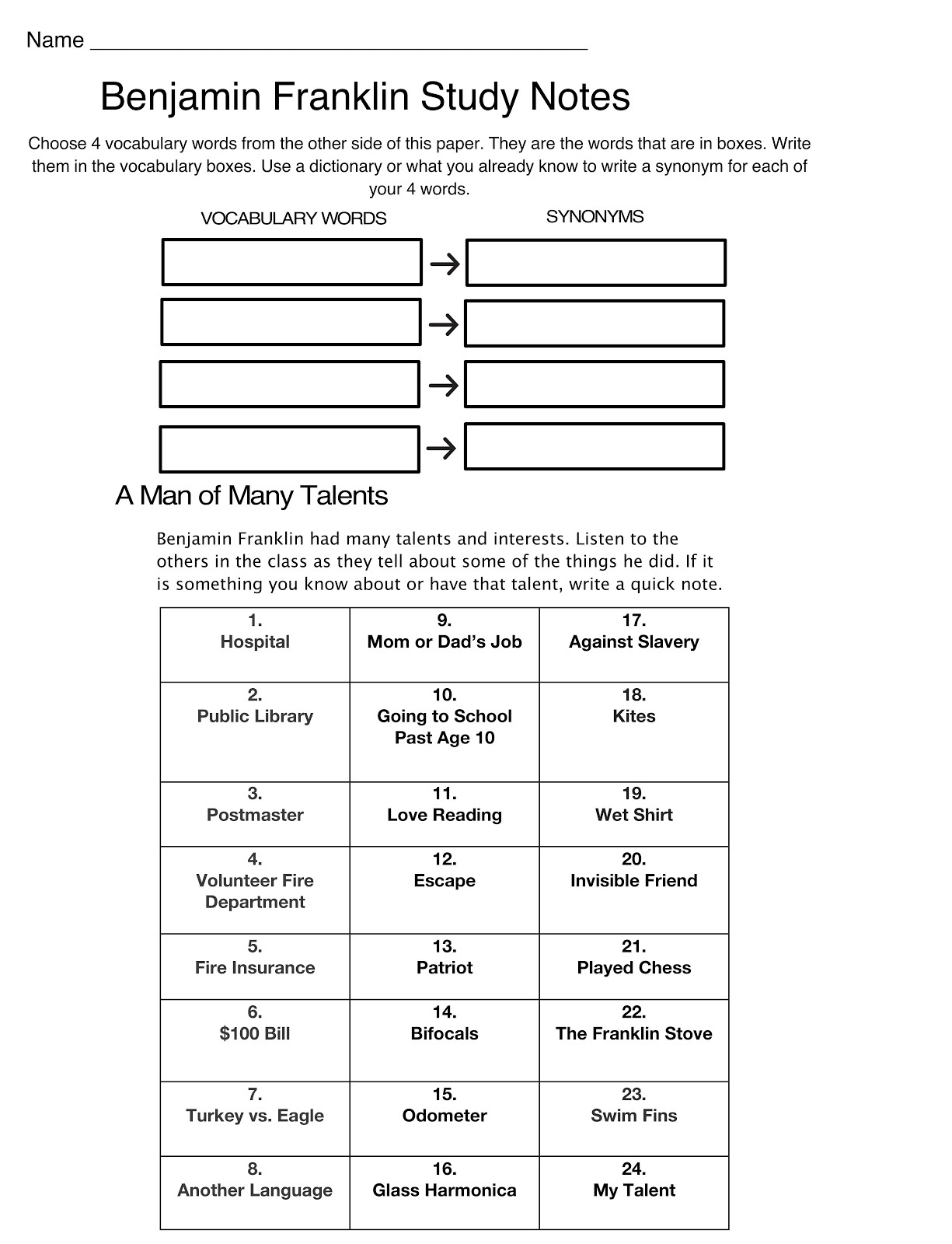 Reading With A Purpose: Benjamin Franklin