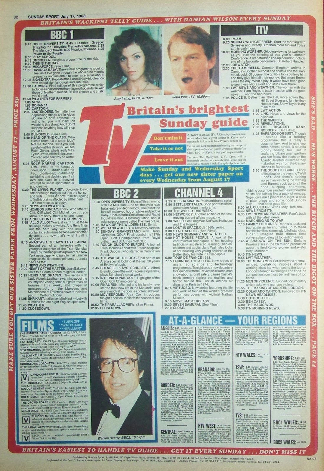 Sunday Sport Newspaper 17 July 1988