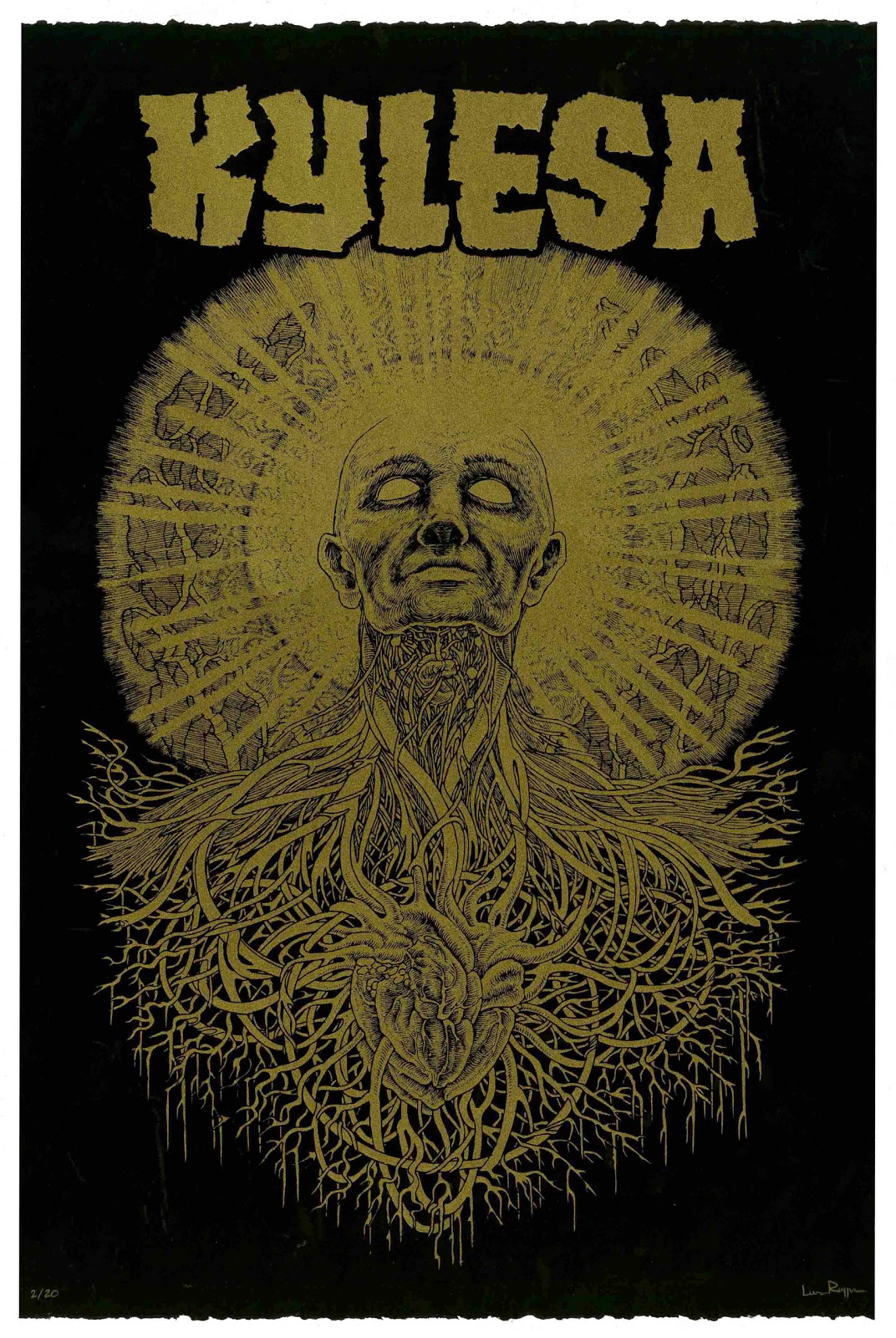 Lucas Ruggieri Illustration: Gold ink KYLESA screen prints